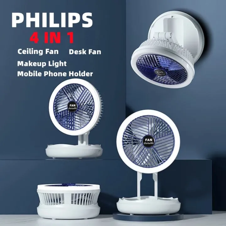 Philips 4 IN 1 Portable Folding Fan 5 color LED Light Desk Table Fan 4 ...