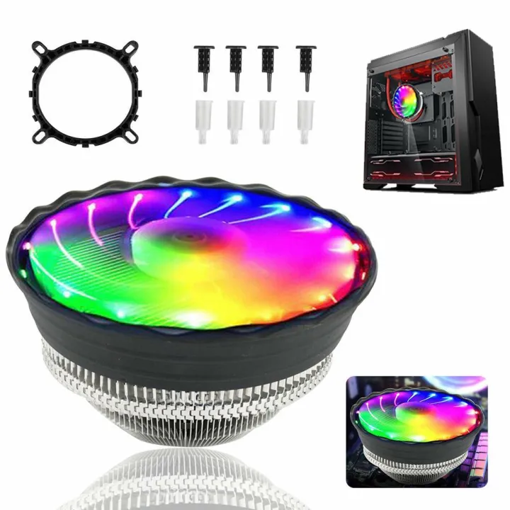 RGB LED CPU Cooler Fan Heatsink For Intel LGA1155 /775/AMD4/AM3+ AM2 ...