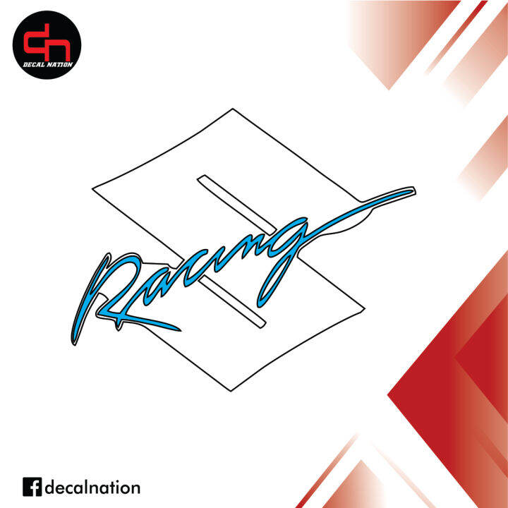 Suzuki Racing logo Cut Out Sticker Pearl White and Light Blue Color 5"x ...