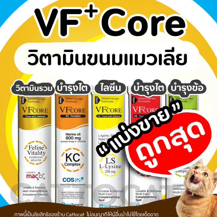 VFcore วิตามิน ขนมแมวเลีย เสริมภูมิคุ้มกัน ไลซีน, บำรุงเลือด, บำรุงข้อต่อ, วิตามินรวม, บำรุงไต ...