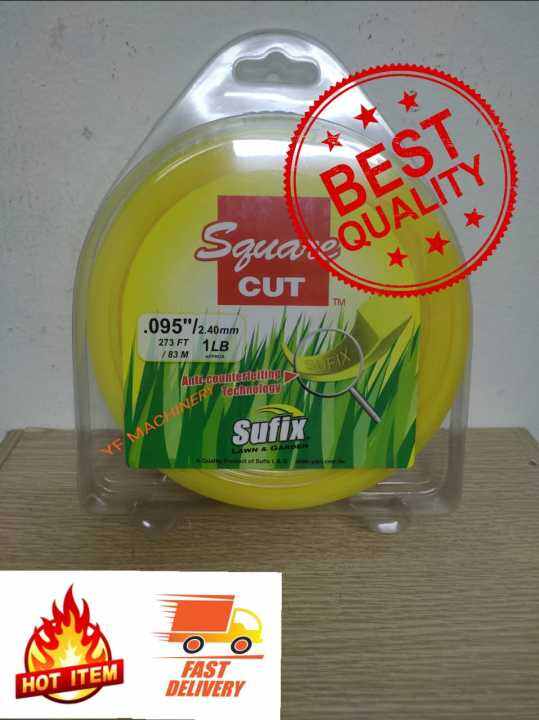 READY STOCK SUFIX 1LB BRUSH CUTTER LINE NYLON ROPES-SQUARE CUT 2.4mm（TALI MESIN RUMPUT SUFIX ...