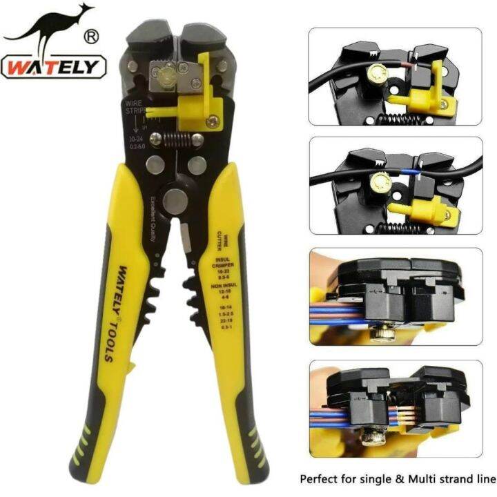 WATELY Wire Stripper Cable Cutter Tool Crimper Automatic Heavy Duty Self Adjusting Electrical ...
