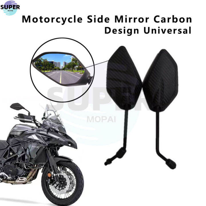 Motorcycle Universal Side Mirror Long Stem Side Mirro Carbon / Black ...