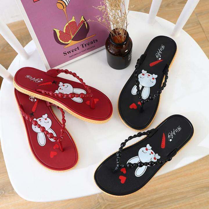 Mga babaeng sapatos ng Herringbone ang magsuot ng sandals ng antiskid fashion black flat bottom ...