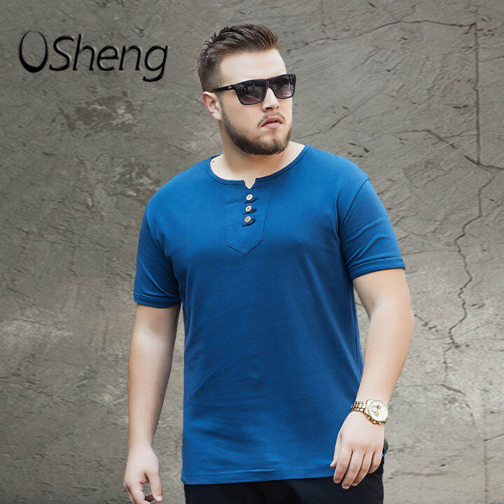 VSheng M-8XL Big Size T Shirt For Men Crew Neck Stretch Polo Plus Size ...