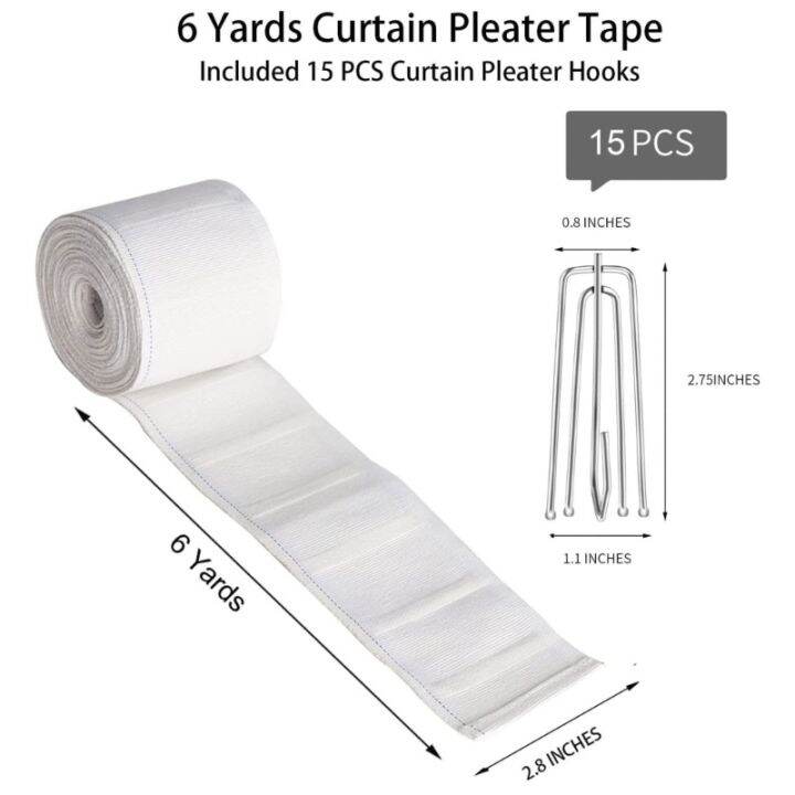 JoJo Curtain Pleater Tape with Curtain Pleater Hooks Kit Bedroom Living ...