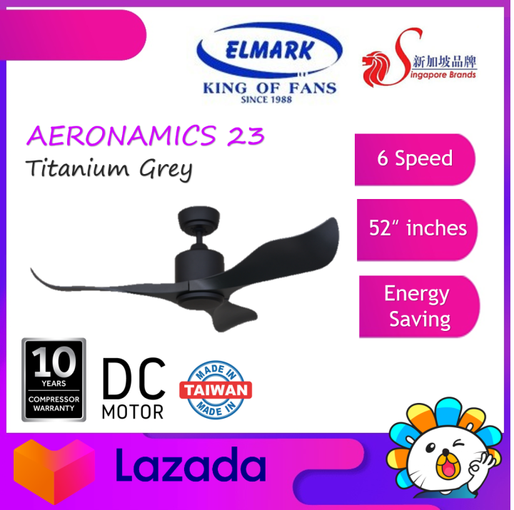 ELMARK AERONAMICS 23 TITANIUM GREY / RB PINE 52'' 3 BLADE CEILING FAN ...