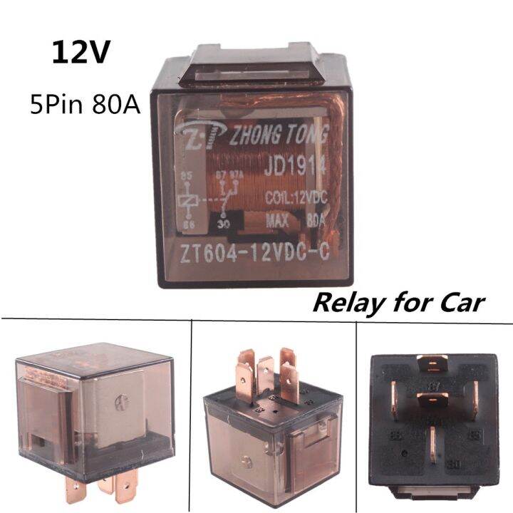 1PCS CAR 12V 5PIN Transparent RELAY 80A WITH LED Pure Copper HIGH ...