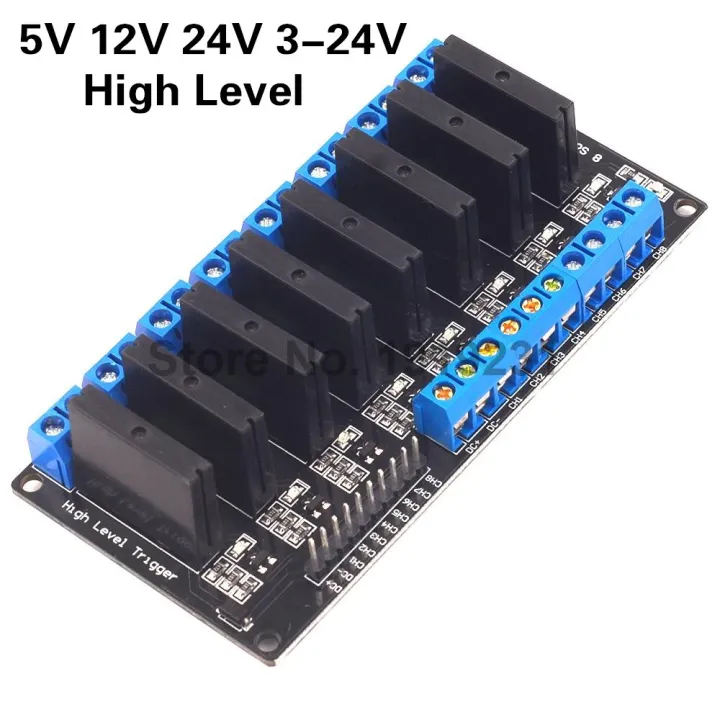5V 12V 24V 3-24V 8 Channel Solid State Relay Module High Level Trigger DC-AC/DC-DC 250V 2A ...