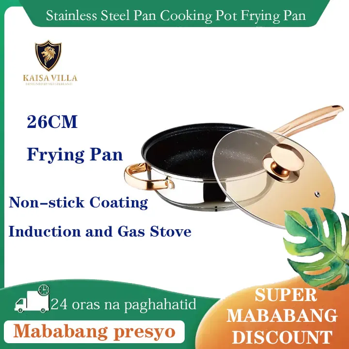 Kaisa Villa Stainless Steel Pan Cooking Pot Frying Pan 24cm KV-1035 Non ...