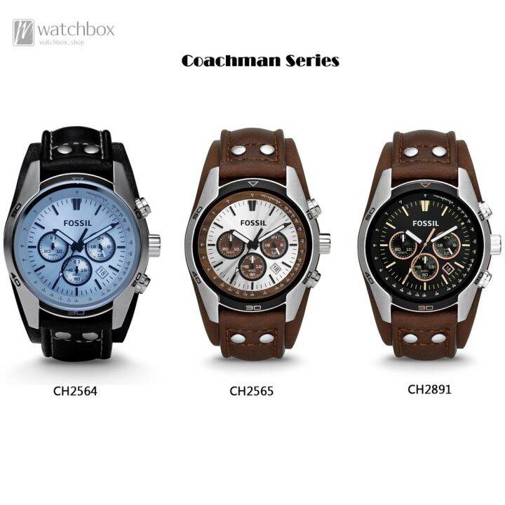Original fossil Watch coachman นาฬิกาข้อมือสายหนัง 45 มม. | Lazada.co.th