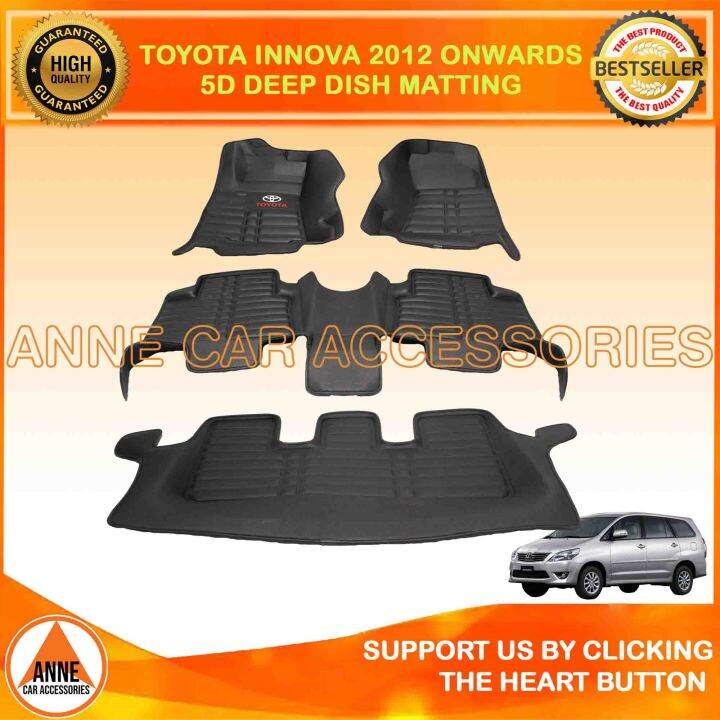 5D Black / Carbon Fiber Car Deep Dish Matting for Toyota Innova V G J E ...