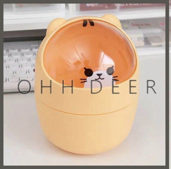 OHHDEER Plastic Mini Cute Bear Table Trash Can Tabletop Desktop Mini ...