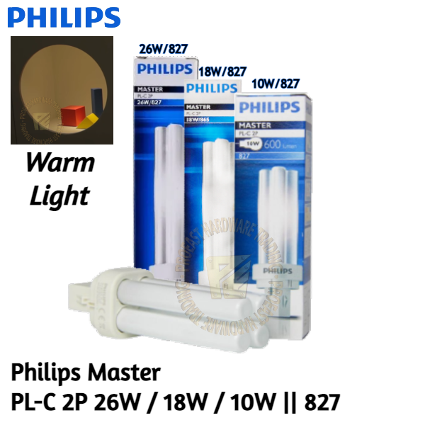 Philips Master PLC-2P Tube Bulb [26W/18W/10W] Warm White (827) /Cool DayLight (865) | Lazada
