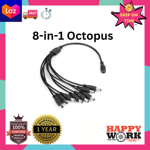 Octopus 8-in-1 Camera Cable Splitter DC 1 Female to 8 Male Adapter for ...