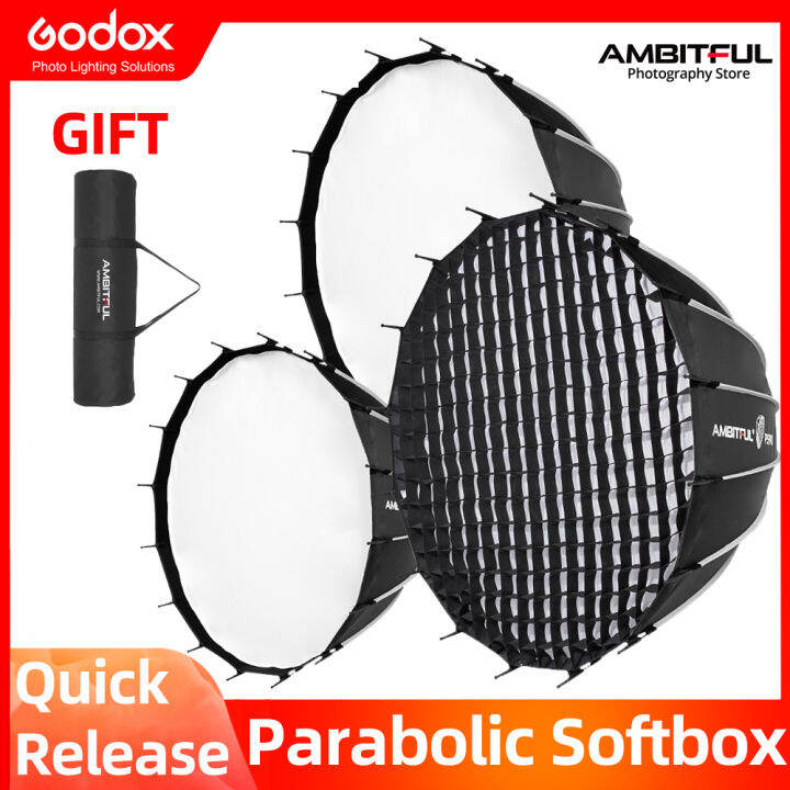 AMBITFUL Quickly Release Deep Parabolic SoftBox Bowens Mount Softbox PS60 60cm PS90 90cm PS120 ...