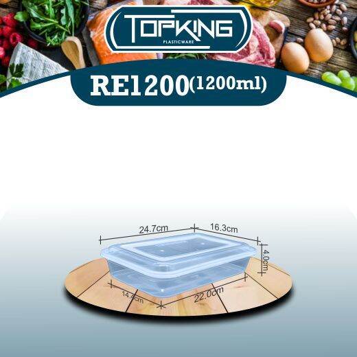 1200ml TOP KING CLEAR AND BLACK STORAGE - MICROWAVABLE CONTAINER 1200ml ...