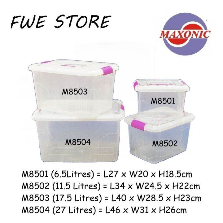 Maxonic Transparent Storage Box (6.5 Litres / 11.5 Litres / 17.5 Litres ...