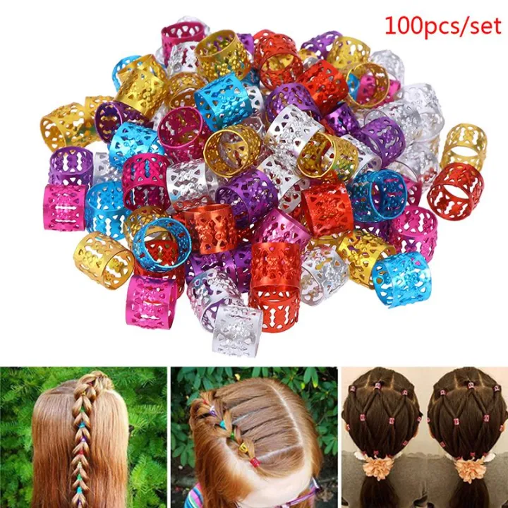 Nine percent 100x DIY Dreadlock Beads Adjustable Hair Braid Rings Cuff ...