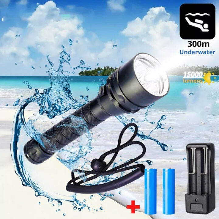 LED Waterproof Rechargeable Flashlight Scuba Diving | Lazada PH