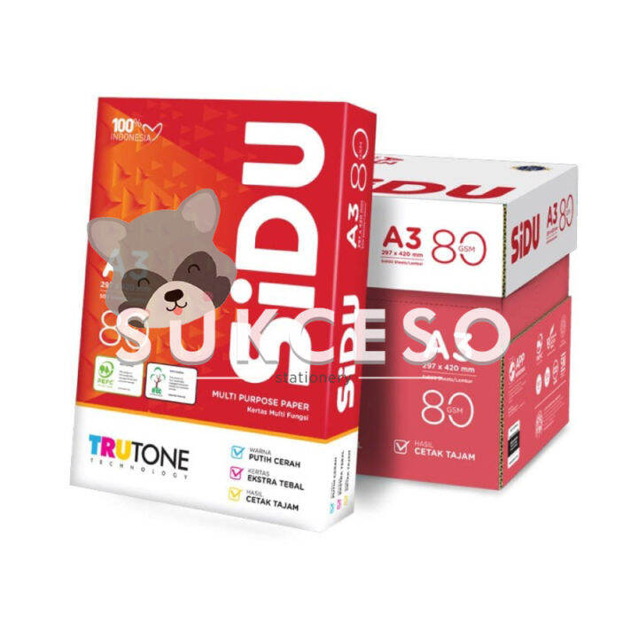 SIDU A3 80gr Kertas HVS Print Fotocopy Murah Berkualitas | Lazada Indonesia