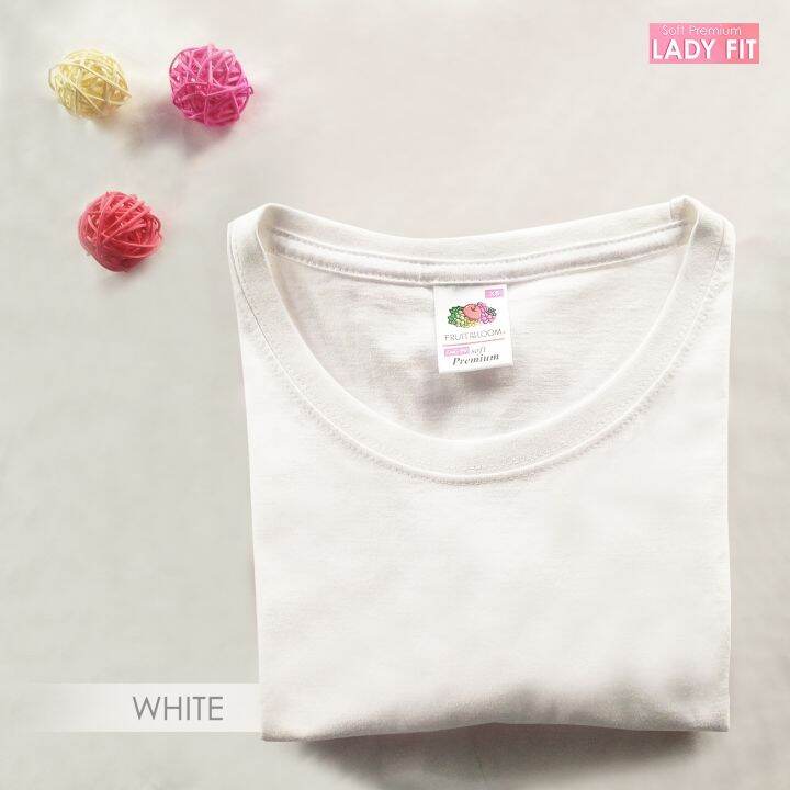 FRUIT OF THE LOOM WHITE original Lady Fit Round Neck plain WHITE ...