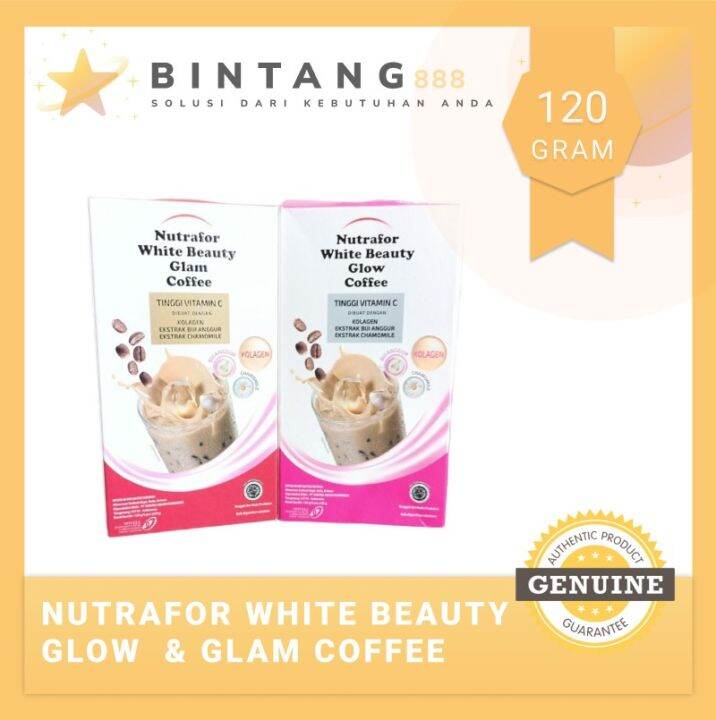 Nutrafor White Beauty Glow dan Glam Coffee Kopi Dengan Kolagen isi 5s ...