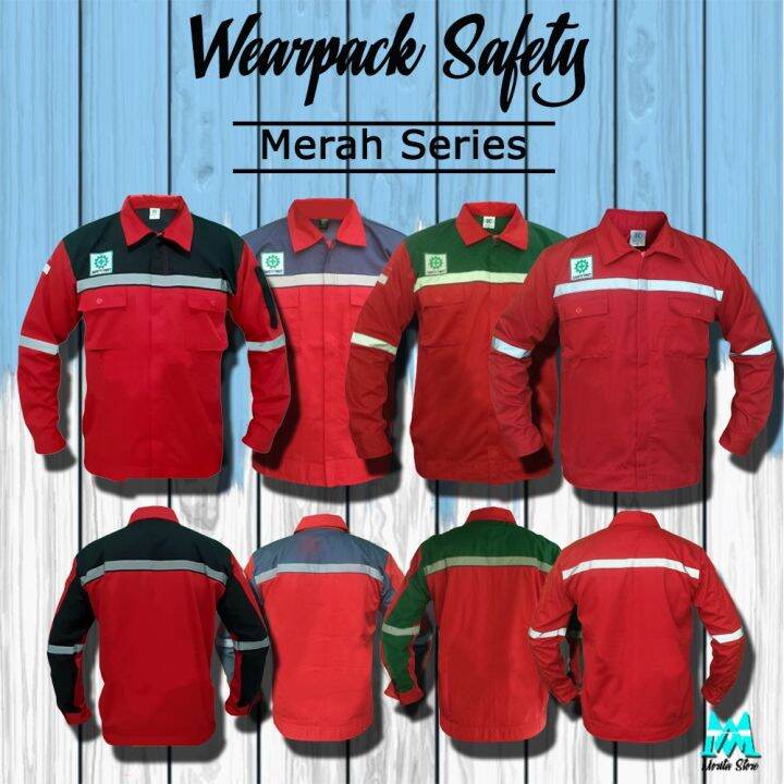 Baju Wearpack Safety Merah Series Pakaian Wearpack Kerja Lapangan ...