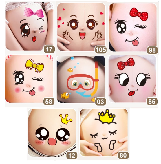 BM056 Maternity Sticker Belly Sticker Pregnancy Sticker FACIAL ...