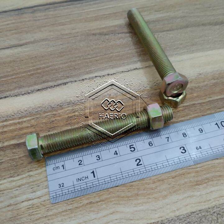 M10X75 (7,5 CM) BAUT MUR HEXAGON KUNING FULL DRAT BMK M10 X 75 PANJANG ...