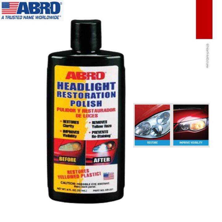 ABRO HEADLIGHT RESTORATION POLISH 237ML (Restores Clarity/Improves ...