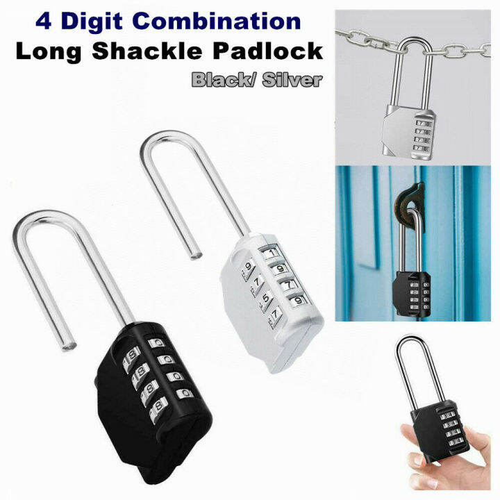 Red Lock 4-Digit Combination & Brass Padlock Set - Black & Gold For Gym ...