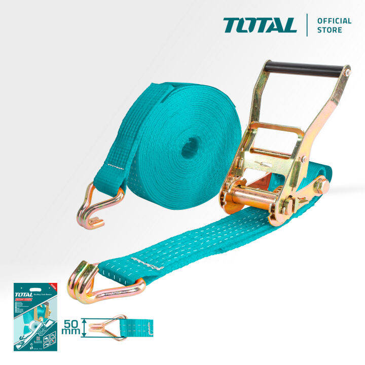 TOTAL Ratchet Strap (4 Ton, Safety Factor: 2:1), Length: 10m, Width ...
