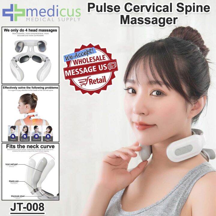Medicus JT-008 Neck Massager Electric Smart Pulse Relieve Pain Cervical Massage Relief Heating ...