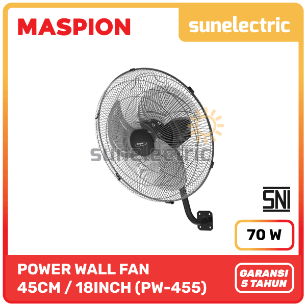 Maspion MSP PW-455 W Power Wall Fan / Kipas Angin Dinding 18" / 18 Inch ...