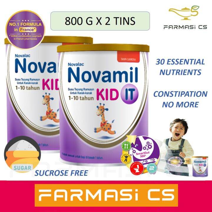 Novalac Novamil KID IT (1-10 years old) 800g x 2 tins (TWIN) EXP:02/ ...