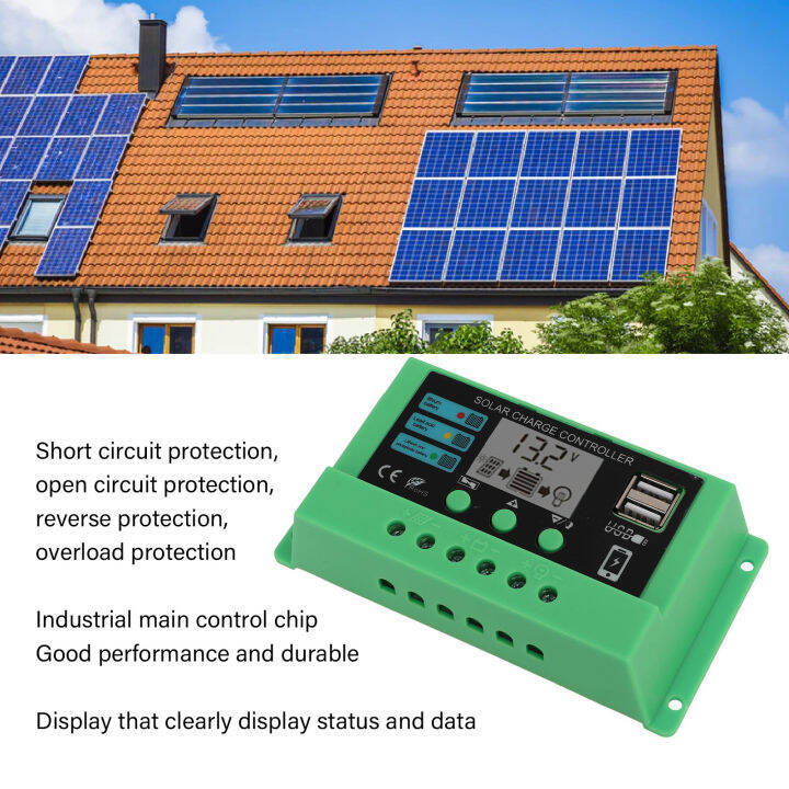 Solar Charge Controller PWM Solar Charge Controller LCD Display 12V 24V ...
