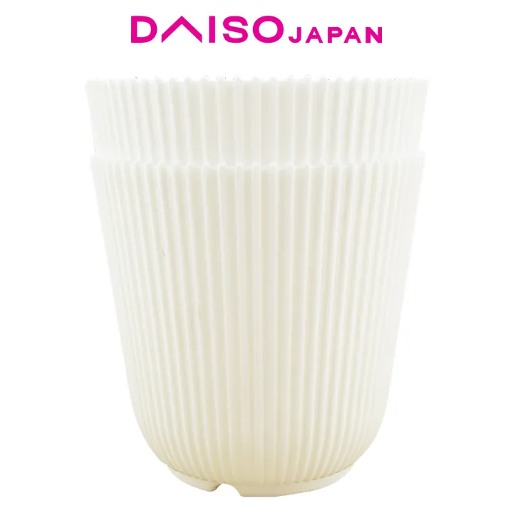 Daiso White Ridged Flower Pot 2 pcs | Lazada PH