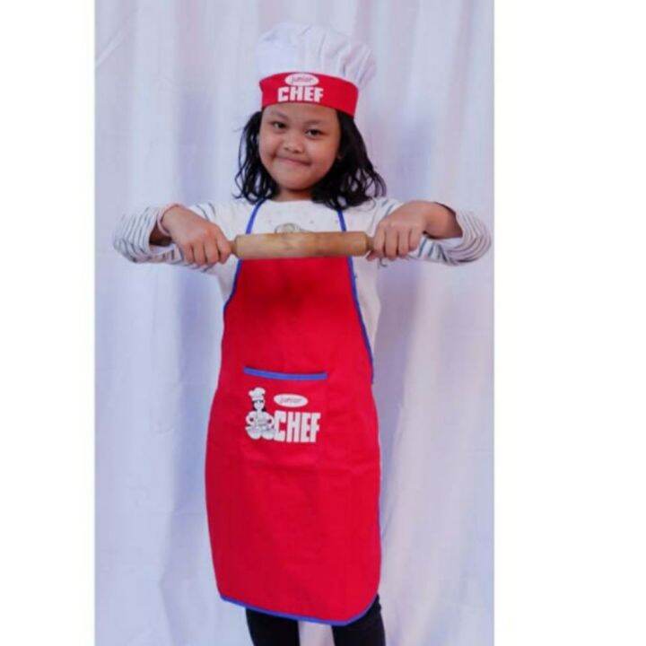celemek koki topi koki kostum chef kostum koki appron topi chef anak ...