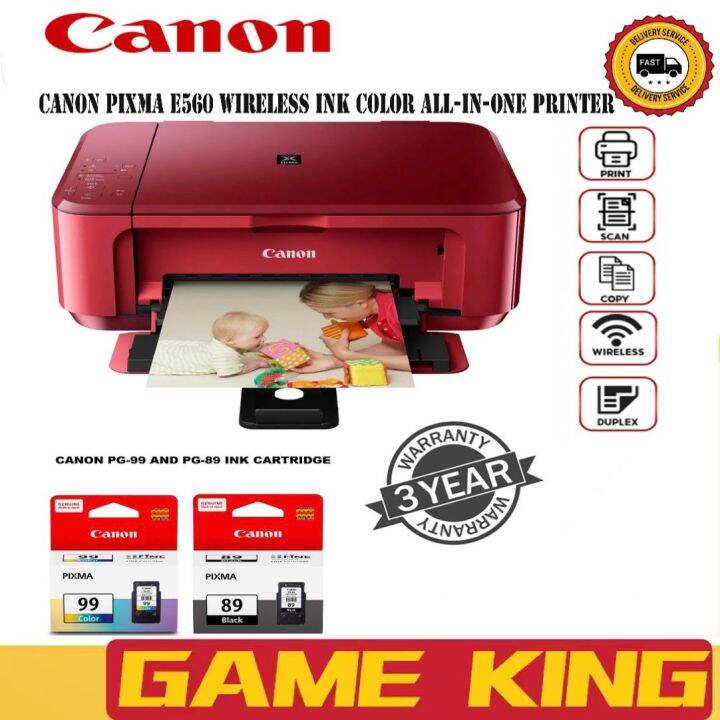 Canon PIXMA E560 Wireless Ink Color All-In-One Printer / Duplex Print ...
