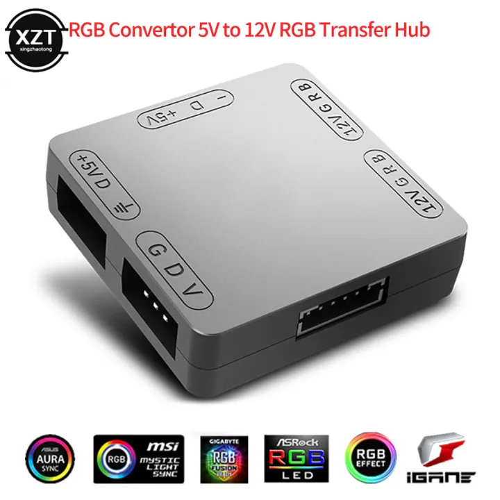 RGB Converter 5V to 12V RGB Transfer Hub 3pin to 4pin ARGB light fan ...