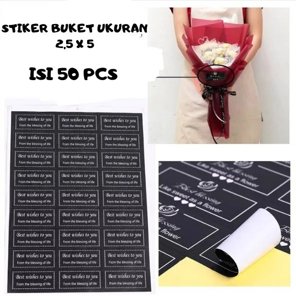 label buket-stikerbuket-stiker hampers-stikerbuket-stikercustom isi 50 ...