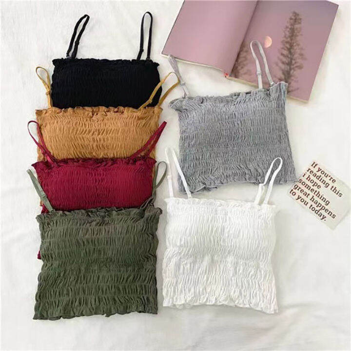 CJP HOME💥สินค้าใหม่💥 เสื้อสายเดี่ยวแฟชั่น มีฟองน้ำในตัว เสื้อสม็อค แฟชั่นเกาหลีมาแรง เสื้อน่ารัก ...