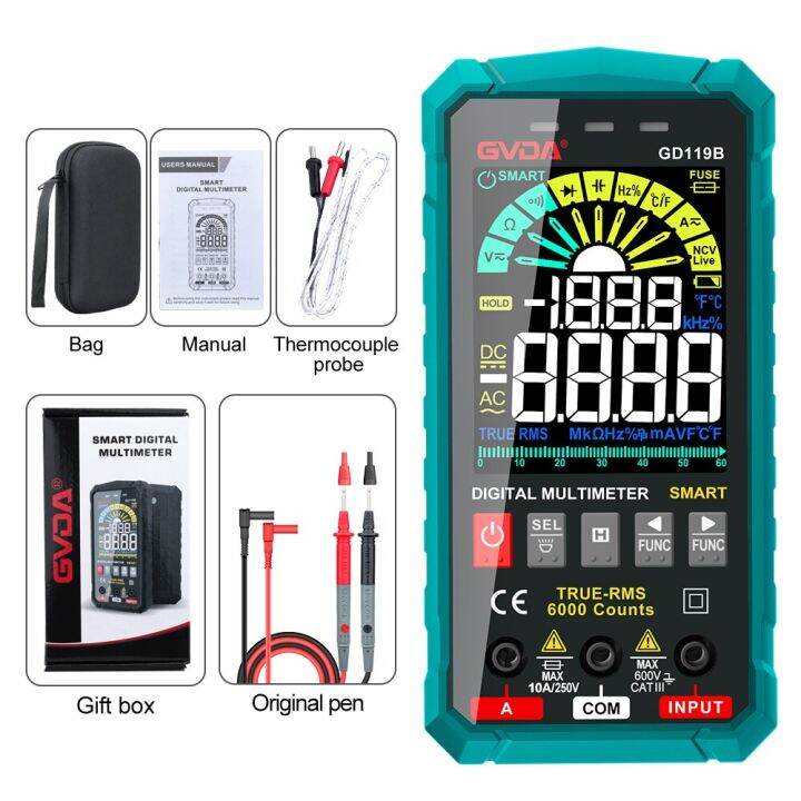 GVDA NEW Generation 600V Digital Multimeter Ture RMS AC DC NCV Smart ...