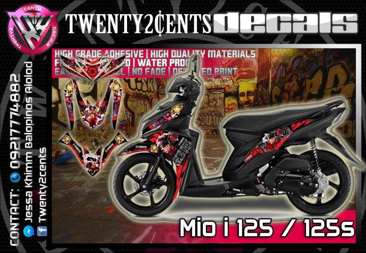 mio i 125 decals sticker onepiece red / black luffy | Lazada PH