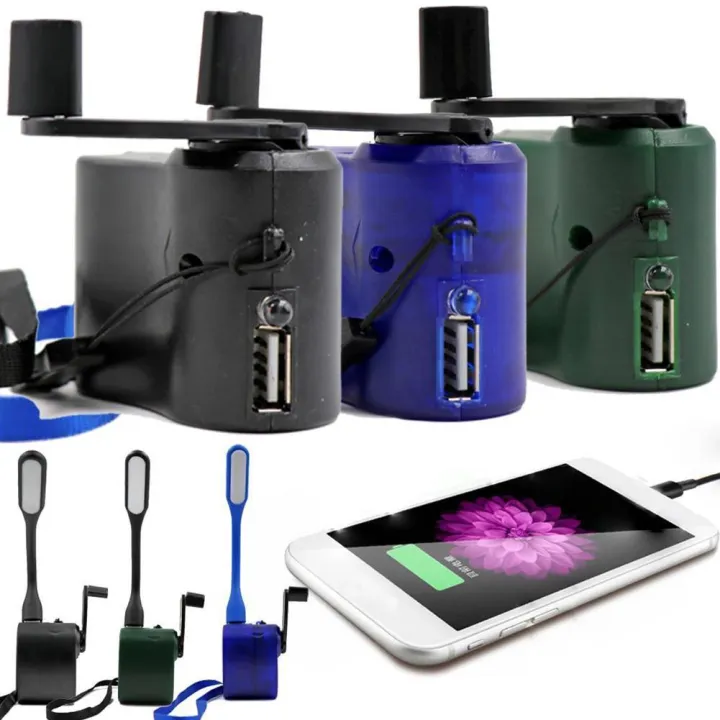 Portable Hand Crank Wind Up USB Cell Phone Emergency Illuminat LED ...