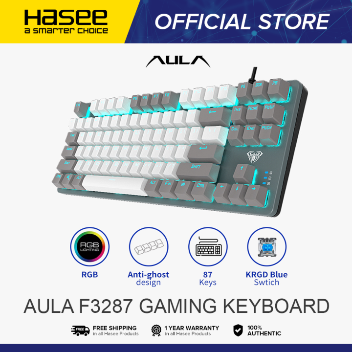 AULA F3287 Wired TKL Rainbow Mechanical Gaming Keyboard, 80% Compact ...