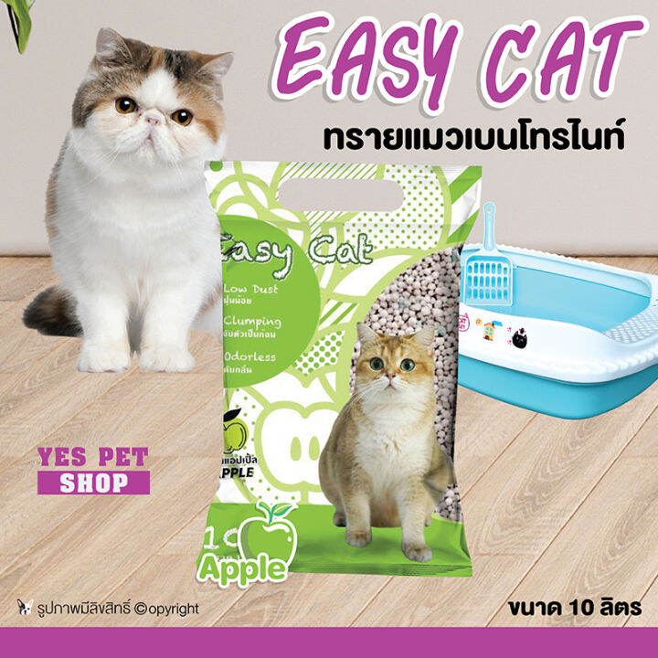 ทรายเบนโทไนท์ สำหรับแมว อีซี่ แคท Easy Cat (กลิ่น Apple) ทรายแมว ขนาด 10 ลิตร โดย Yes Pet Shop ...