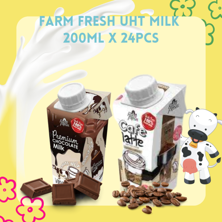 Farm Fresh UHT Milk (CHOCOLATE 12+ LATTE 12 ) 200ML X 24packs - Farm ...