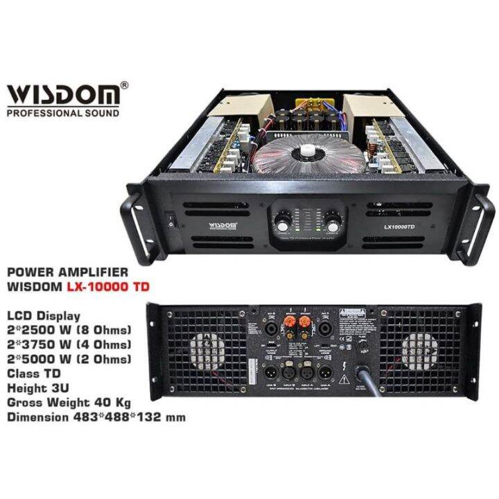 Power Wisdom LX-10000 TD 2 x 2000 Watt 8 Ohm Power Amplifier Professional Bonus Packing Kayu ...